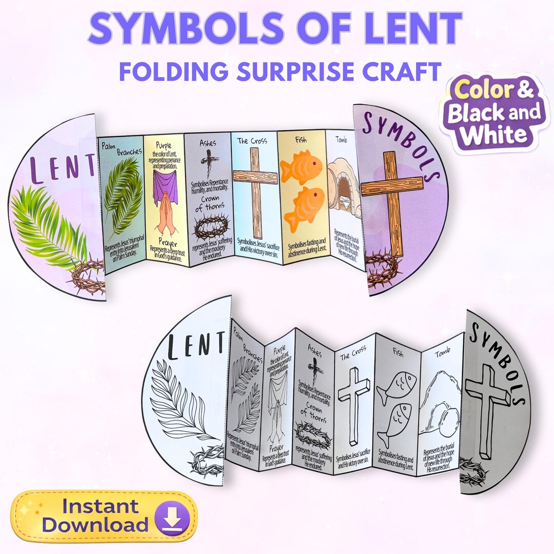 Lent Symbols Craft, Sunday School Coloring Activity (digital Download ...