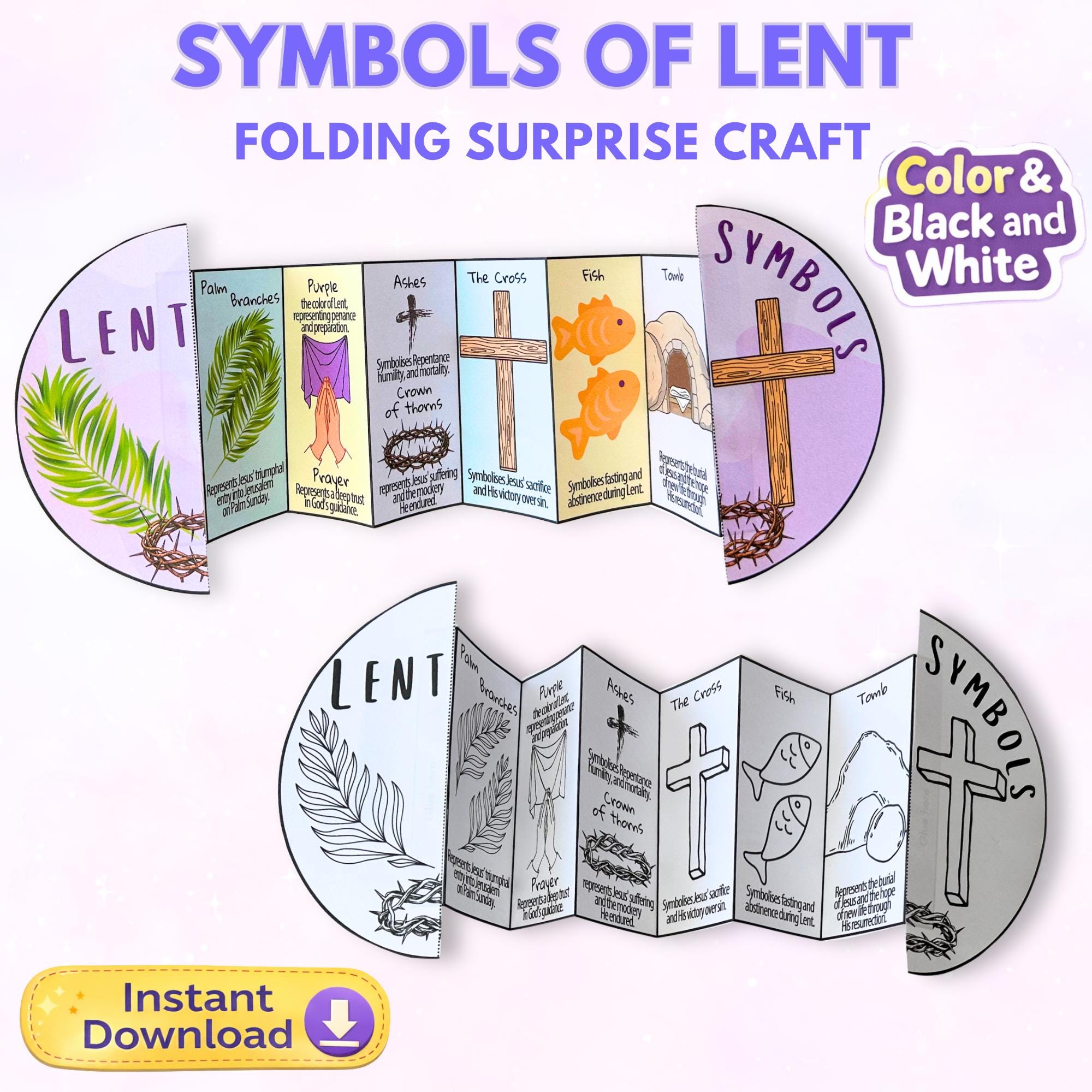 Lent Symbols Craft, Sunday School Coloring Activity (digital Download ...