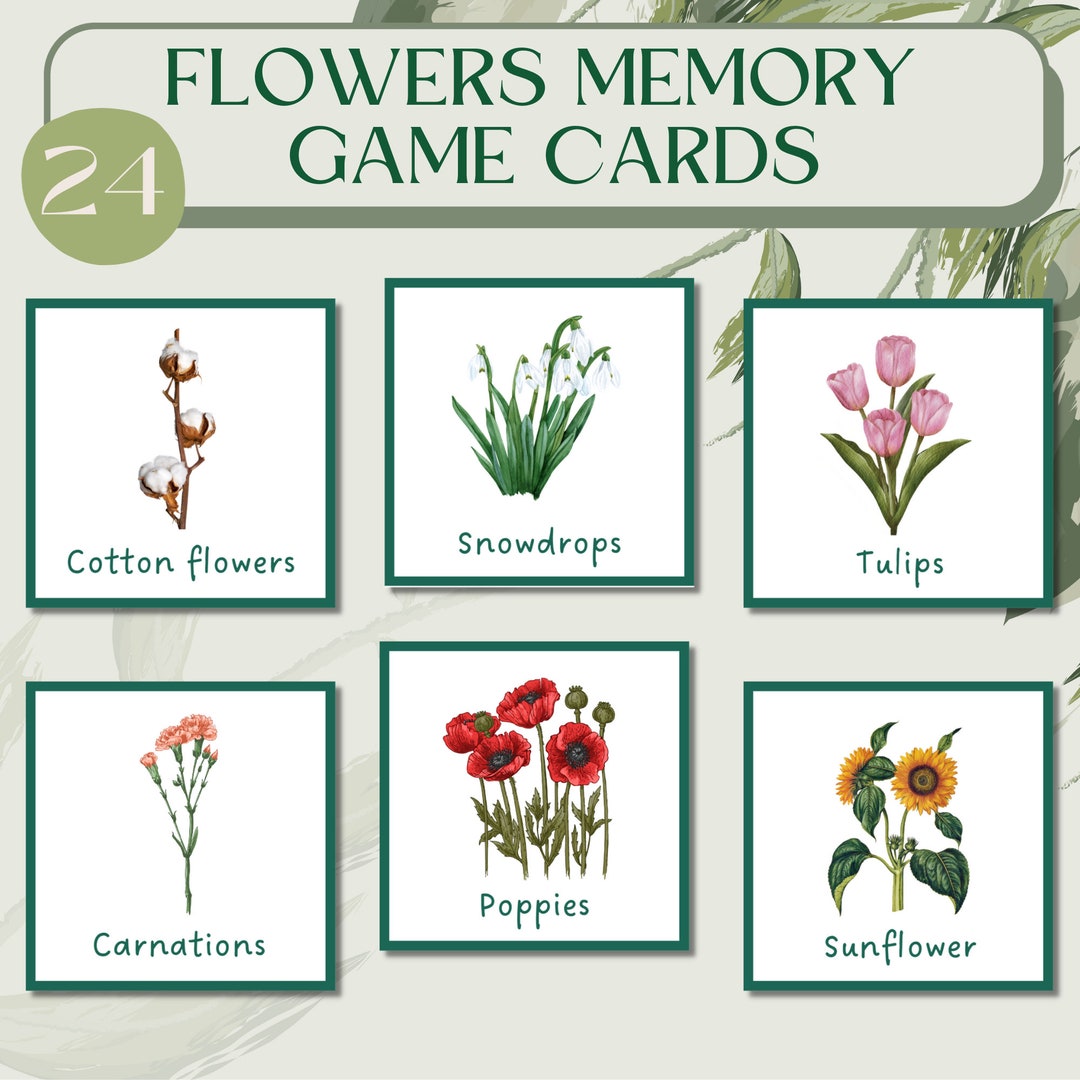Flowers Memory Game Flashcardshomeschool Memory Gamekindergarten Memory ...
