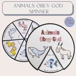 Printable Animals Obey God Coloring Spinner Wheel, Animals Obey God ...