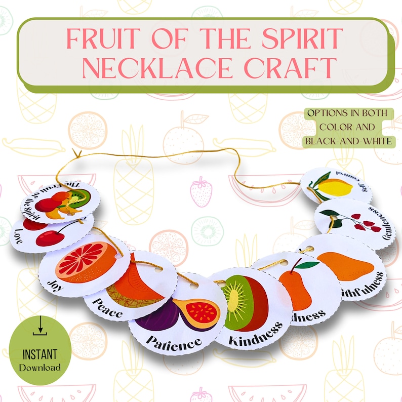 Fruit of the Spirit Necklace Craft| Fruit of the Spirit Activity ...