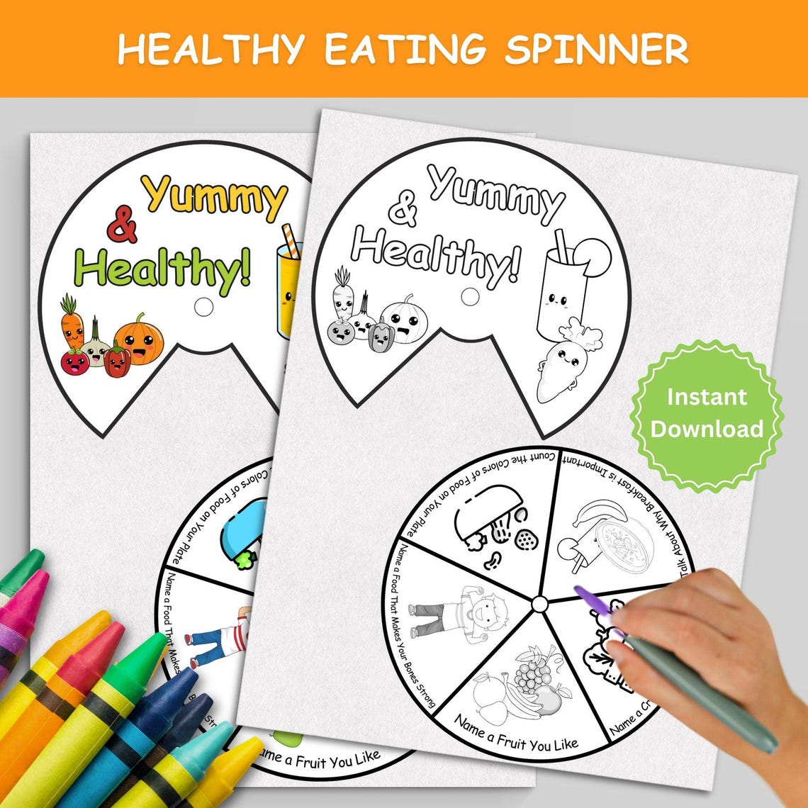 Healthy Eating Spinner | Kids Nutrition Game | Printable Food Chart ...