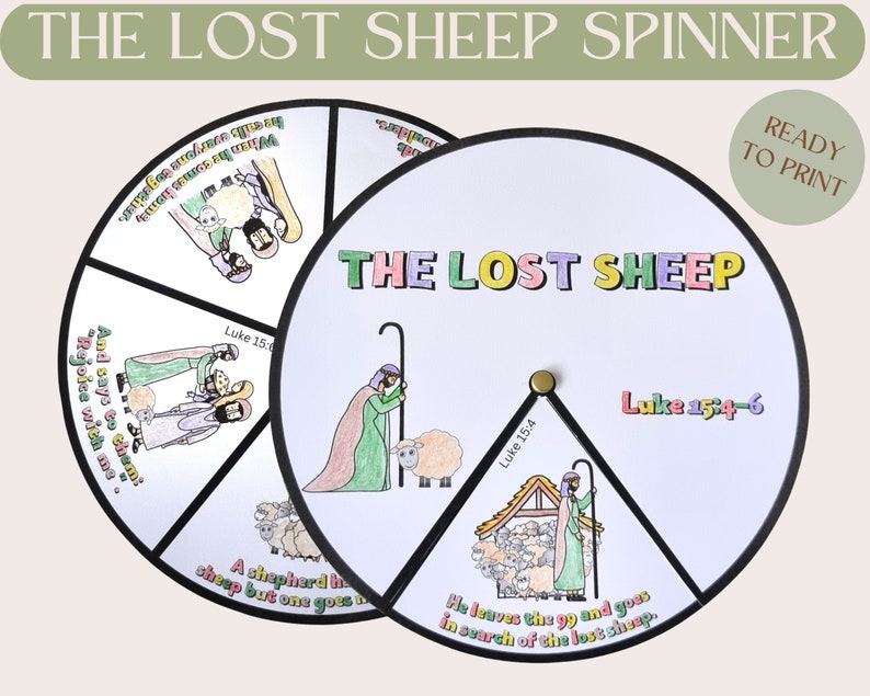 The Lost Sheep Coloring Spinner Wheel the Lost Sheep Craft - Etsy