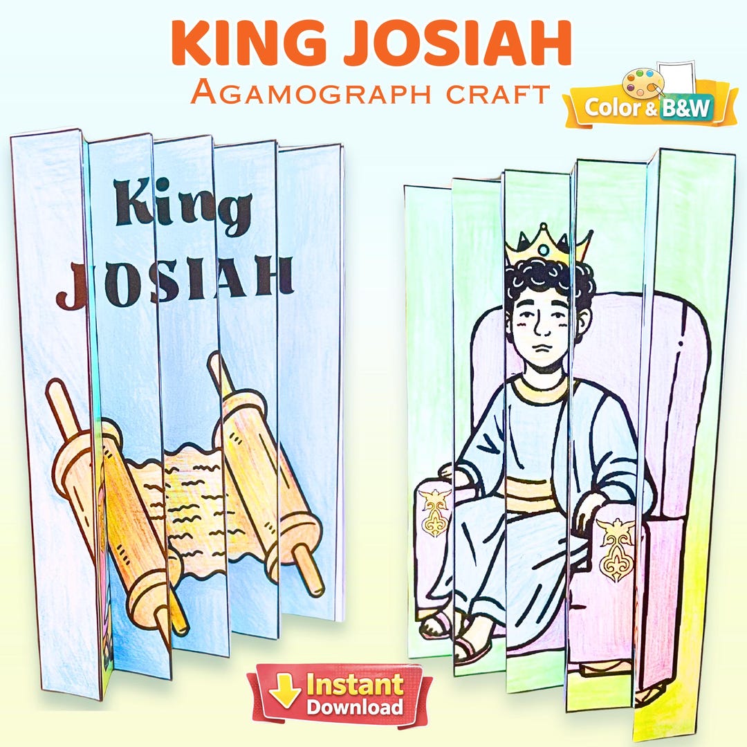 Printable King Josiah Agamograph Sunday School Craft, Bible Story ...