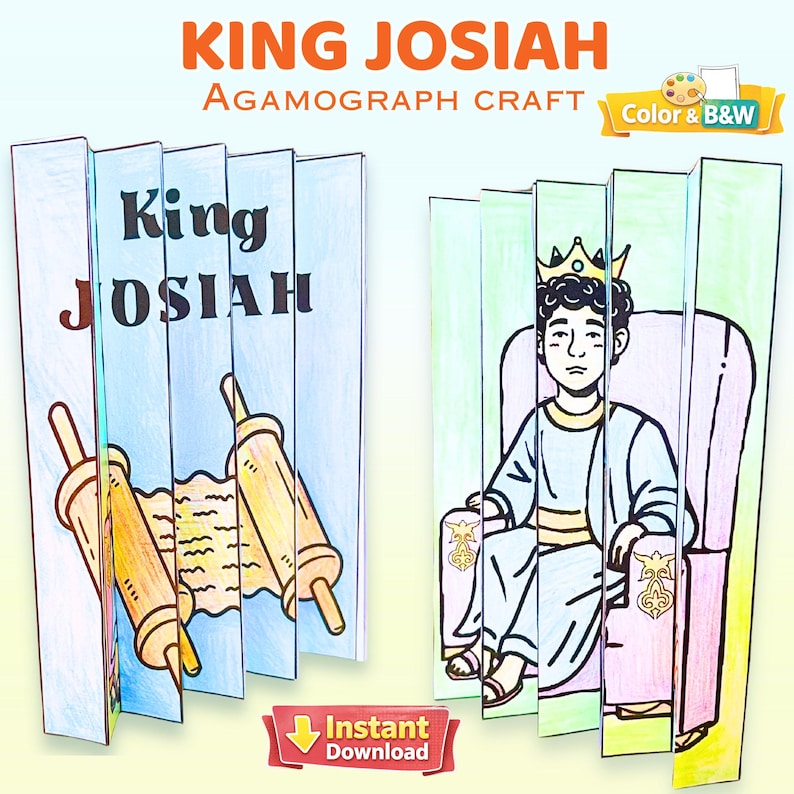 Printable King Josiah Agamograph Sunday School Craft, Bible Story ...