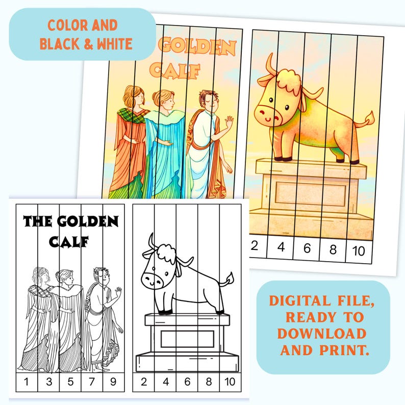 Golden Calf Agamograph Craft – Sunday School Bible Story Coloring ...