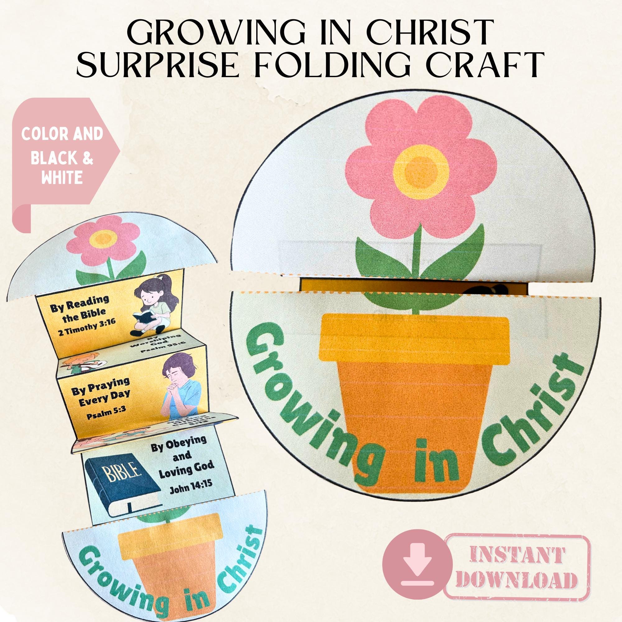 Growing in Christ Folding Surprise Craft, Bible Teachings, Scripture ...