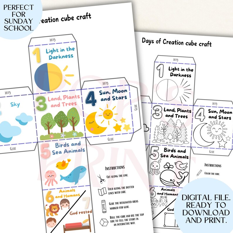 Days of Creation Cube Craft, Bible Story Activity (digital Download) - Etsy