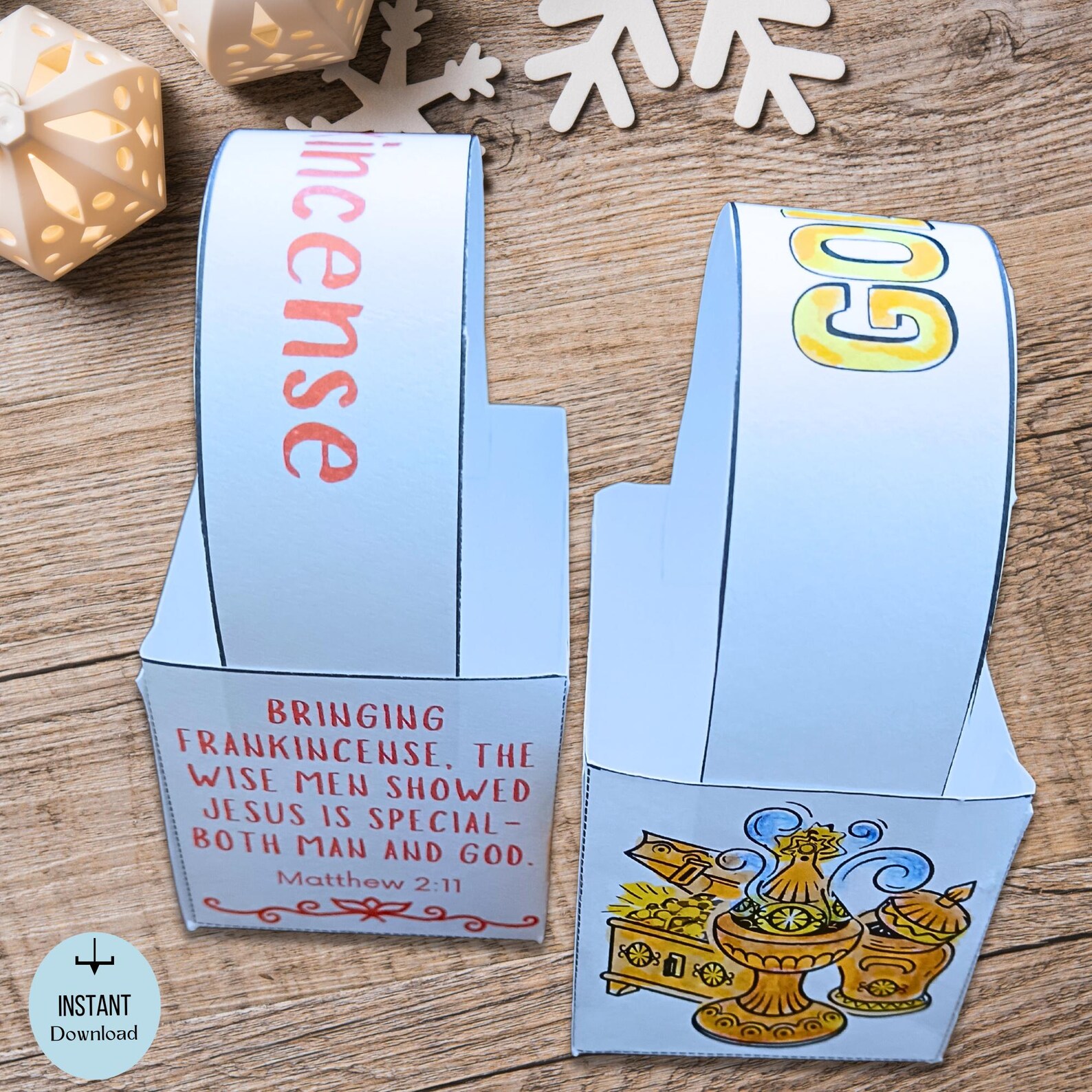 Printable Wise Men Gifts Craft, Nativity 3D Sunday School Activity ...