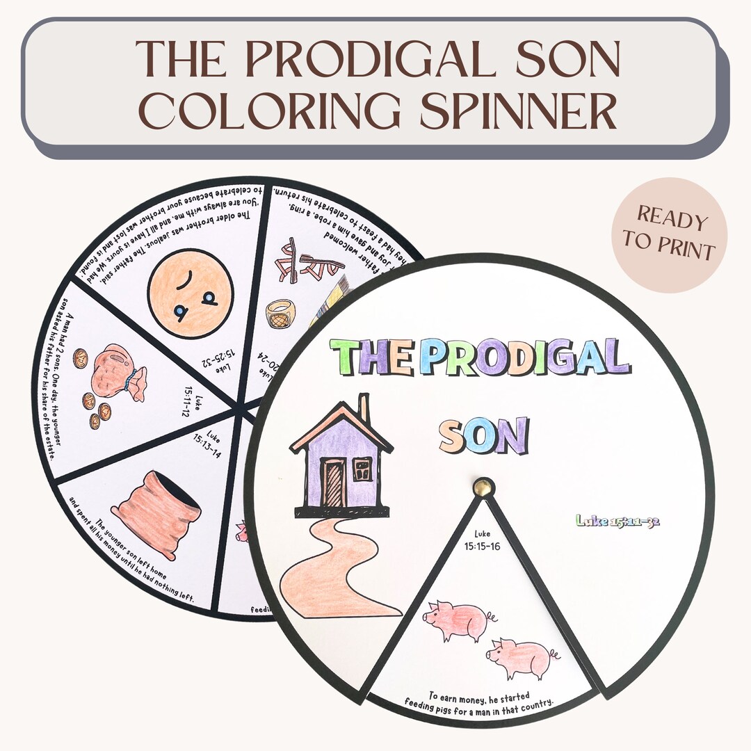 The Prodigal Son Coloring Spinner Wheel, the Lost Son Parable Craft ...