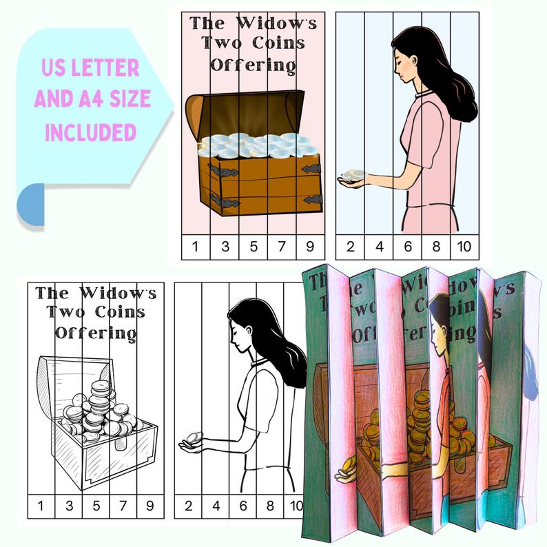 Widow's Two Coins Agamograph Craft – Sunday School Bible Story (PDF) - Etsy