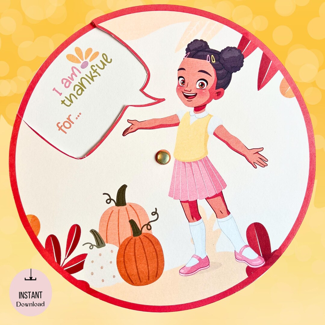 Printable I Am Thankful Spinner Wheel Craft, Thanksgiving Gratitude ...