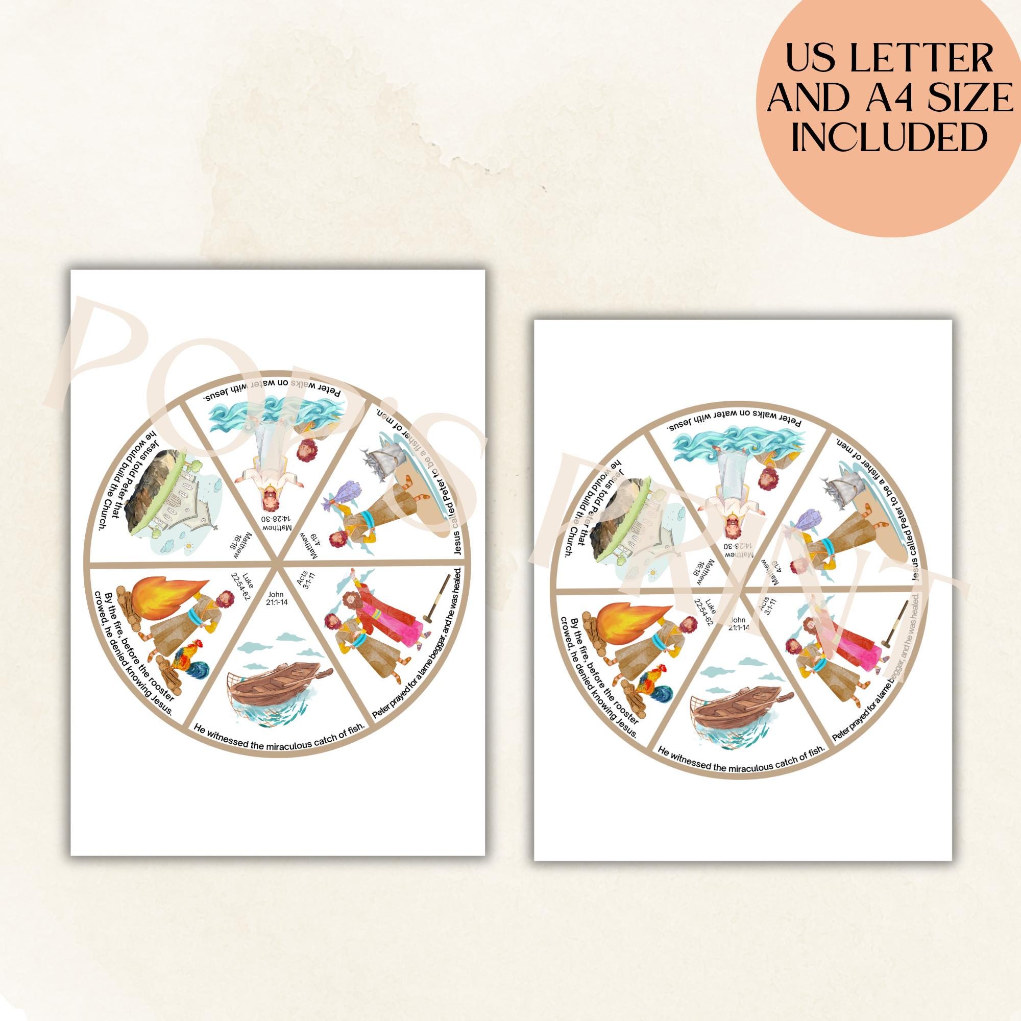 Printable Peter the Apostle Spinner Wheel, Interactive Bible Story ...