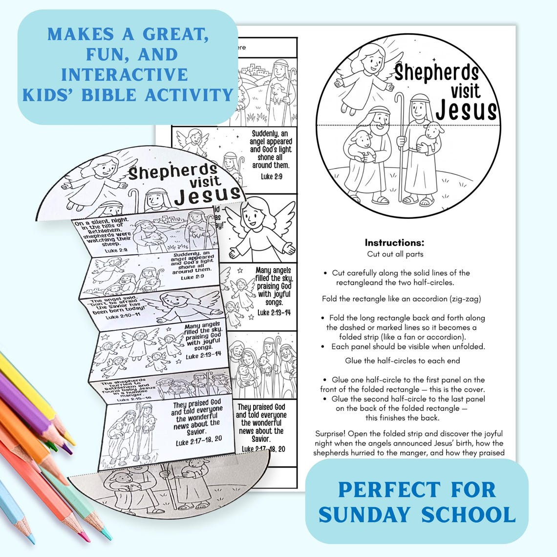 Nativity Craft – Shepherds Visit Jesus, Sunday School Christmas ...