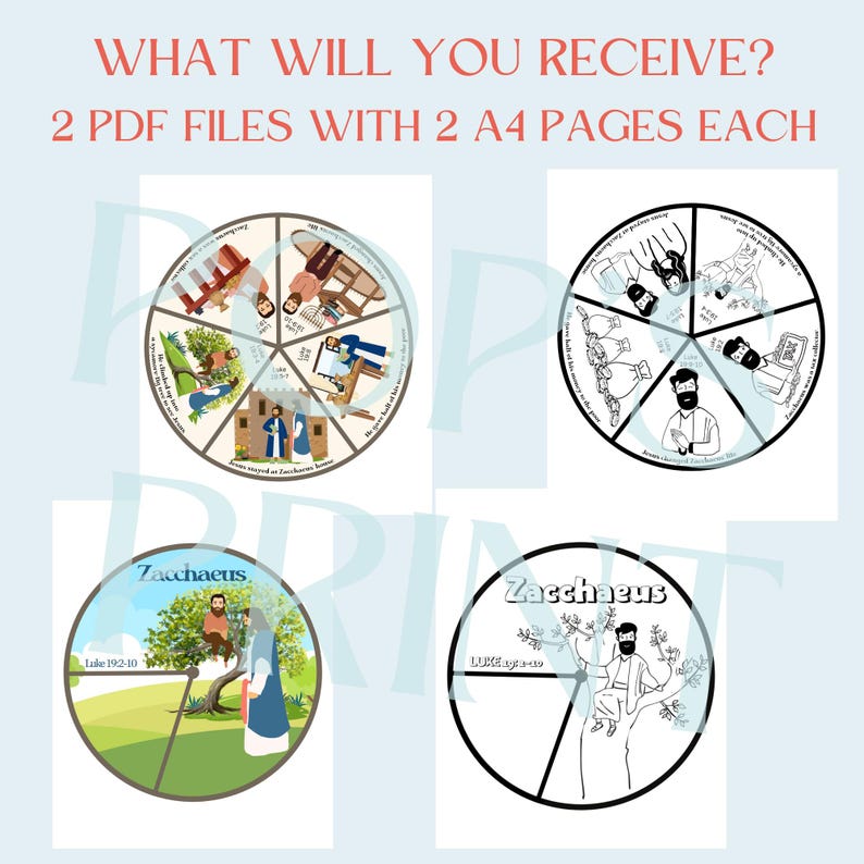 Zacchaeus Spinner Wheel Craft, Bible Story Activity (digital Download ...