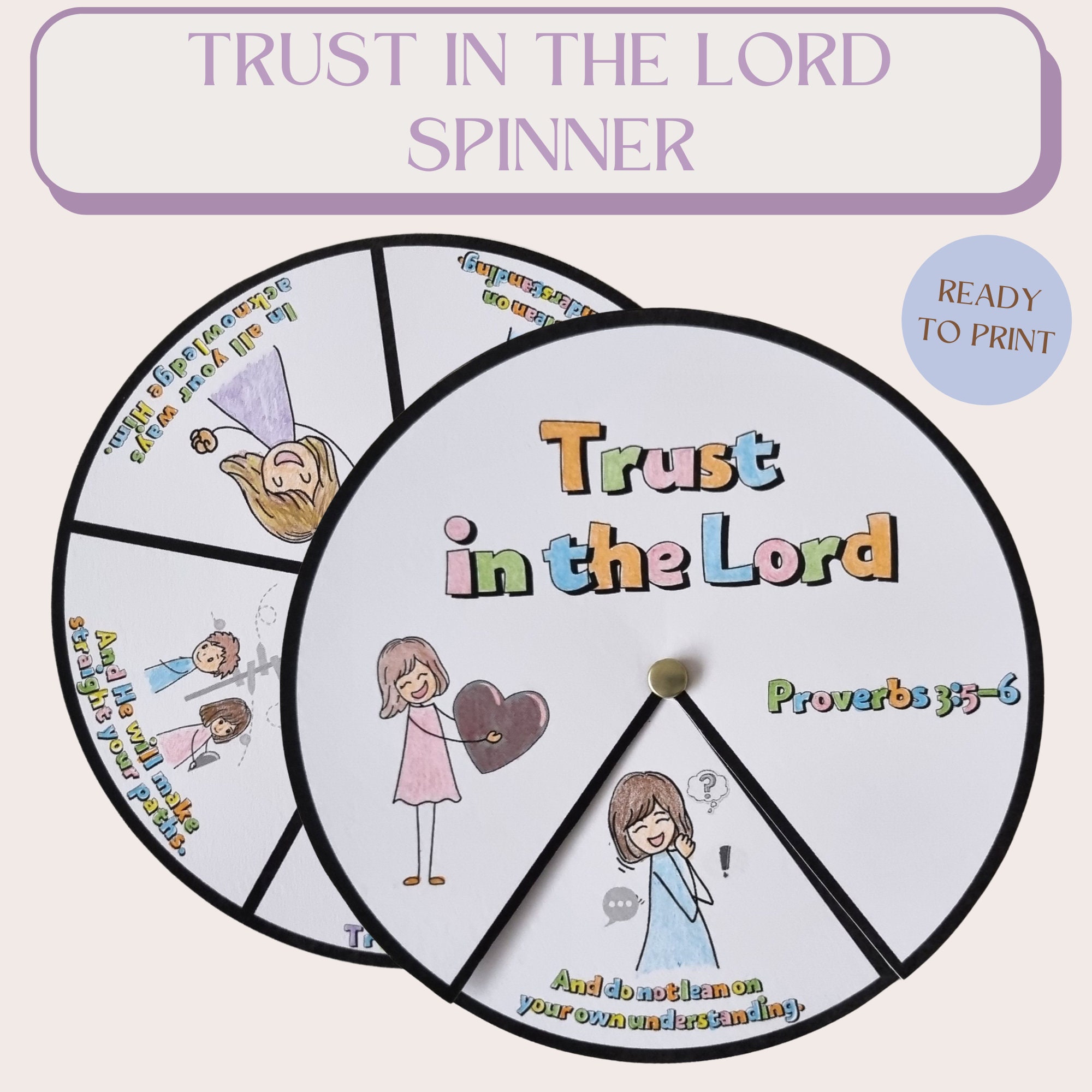 Trust in the Lord Coloring Spinner Wheel Trust in the Lord - Etsy