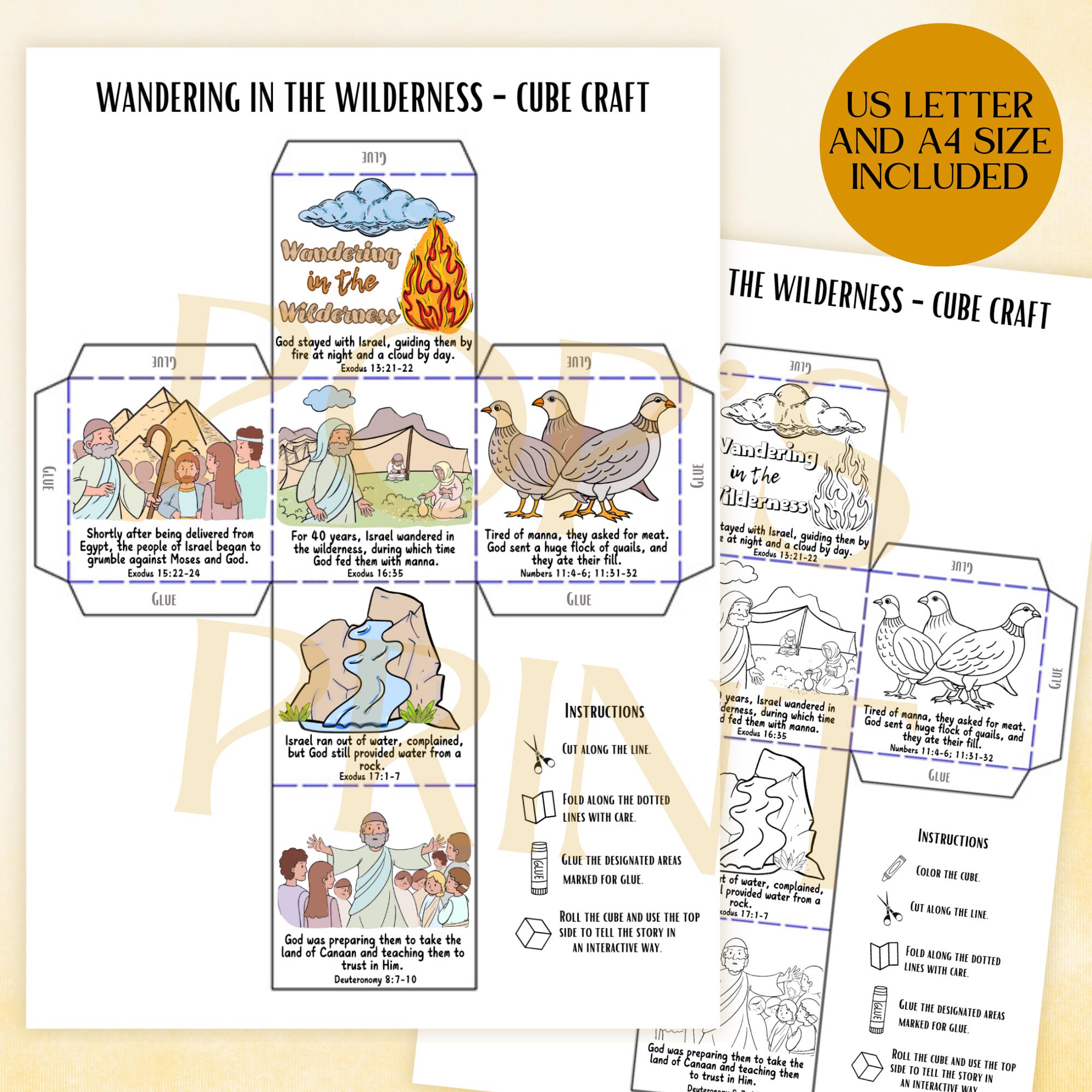Wilderness Cube Craft – Moses and Israelites Coloring Activity, Exodus ...