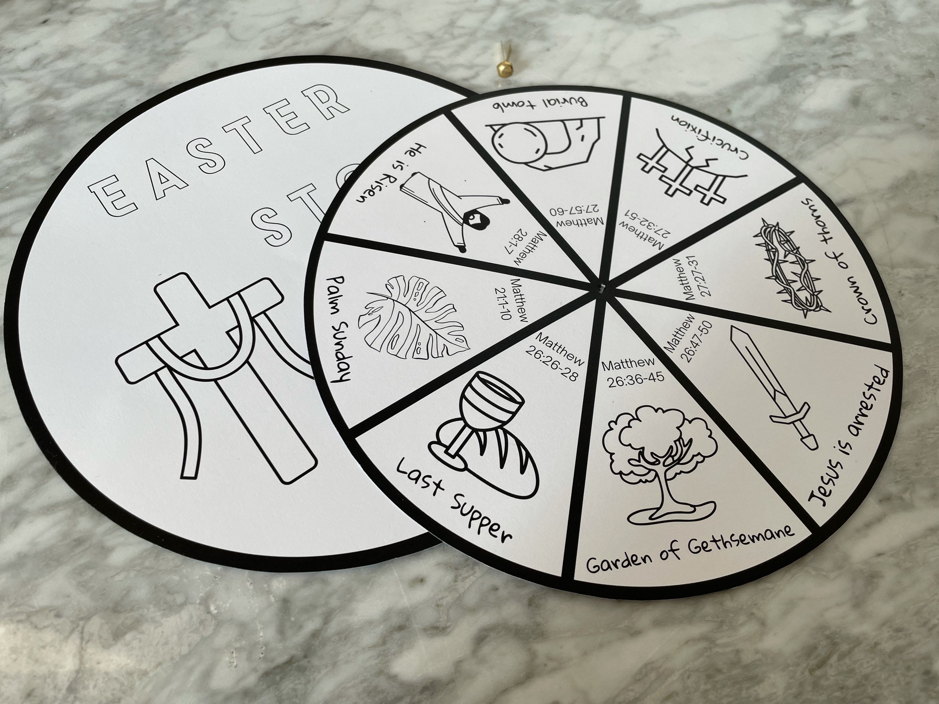 The Easter Story Coloring Spinner Wheel Easter Craft Sunday School Craft Kids Ministry Craft ...