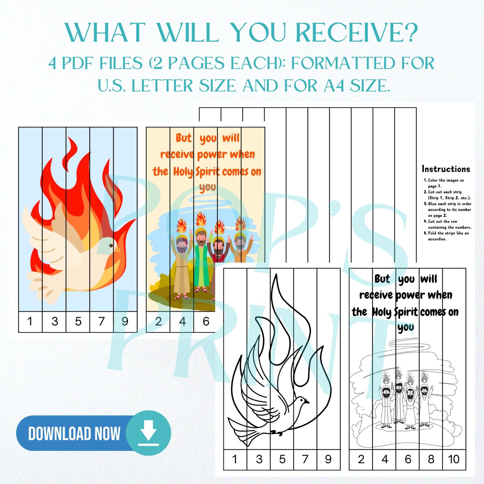 Printable Pentecost Agamograph Craft – Day of Pentecost Sunday School ...