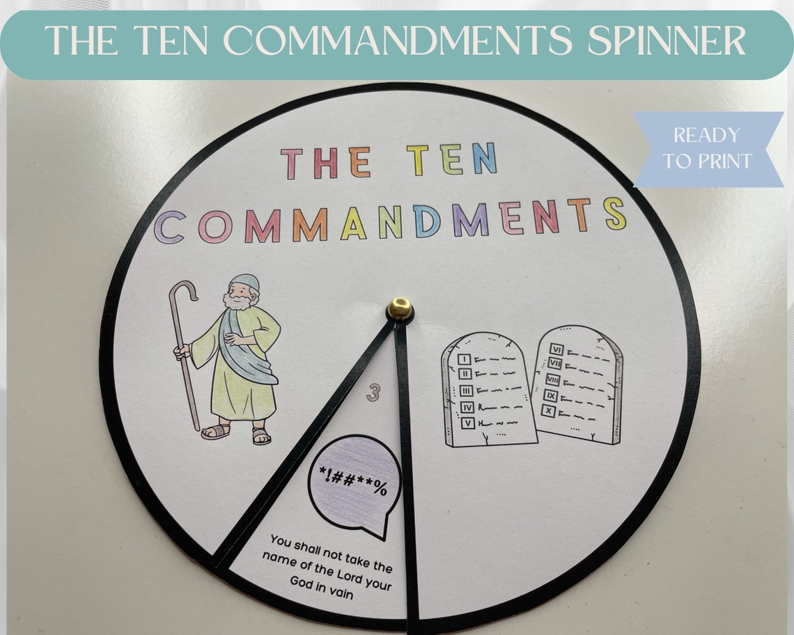 The Ten Commandments Coloring Spinner Wheel the Ten - Etsy