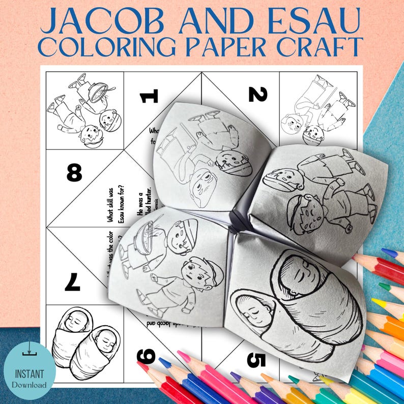 Printable Jacob and Esau Cootie Catcher, Sunday School Crafts, Bible ...