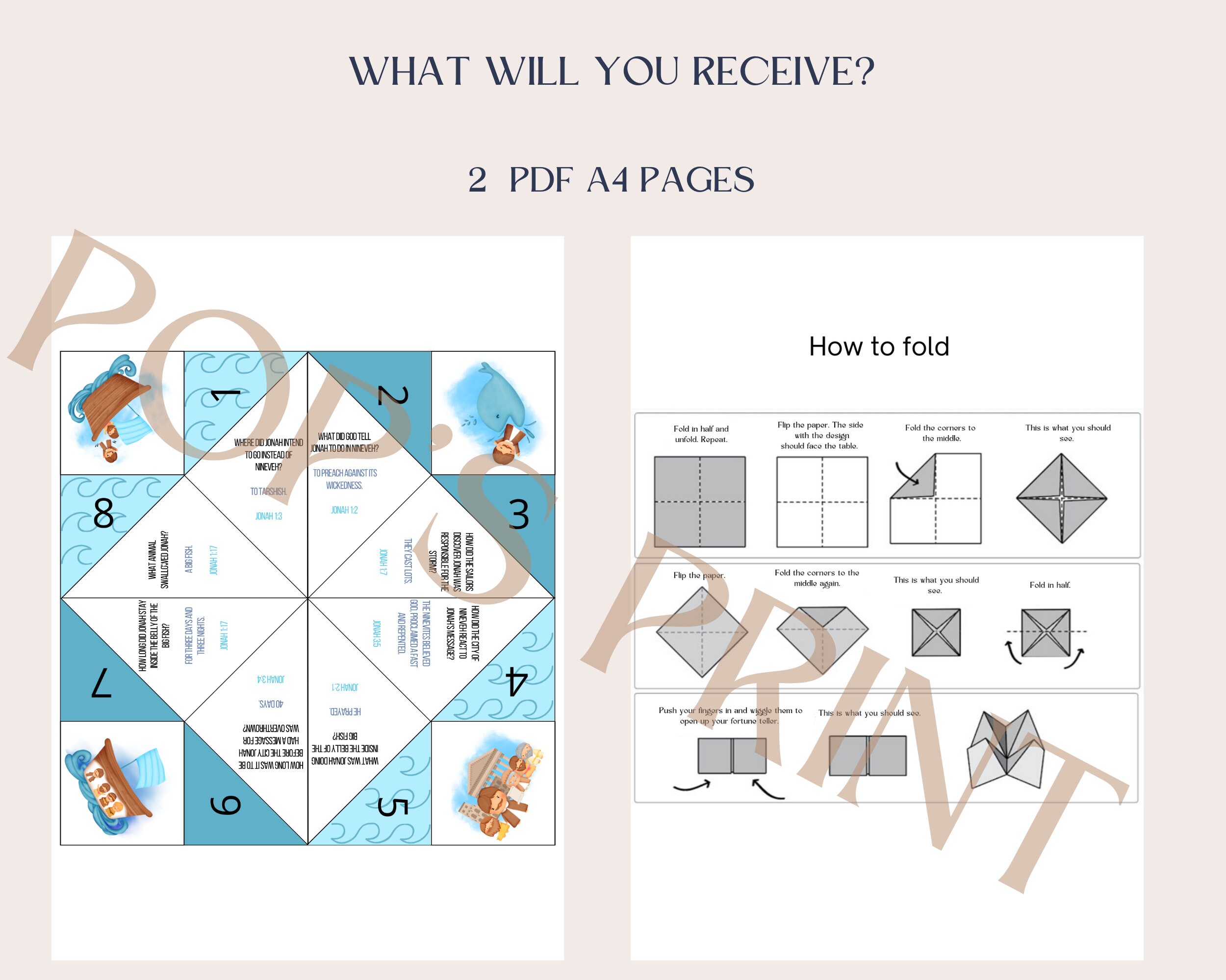Jonah and the Whale Cootie Catcher Sunday School Craft Cootie Catcher ...