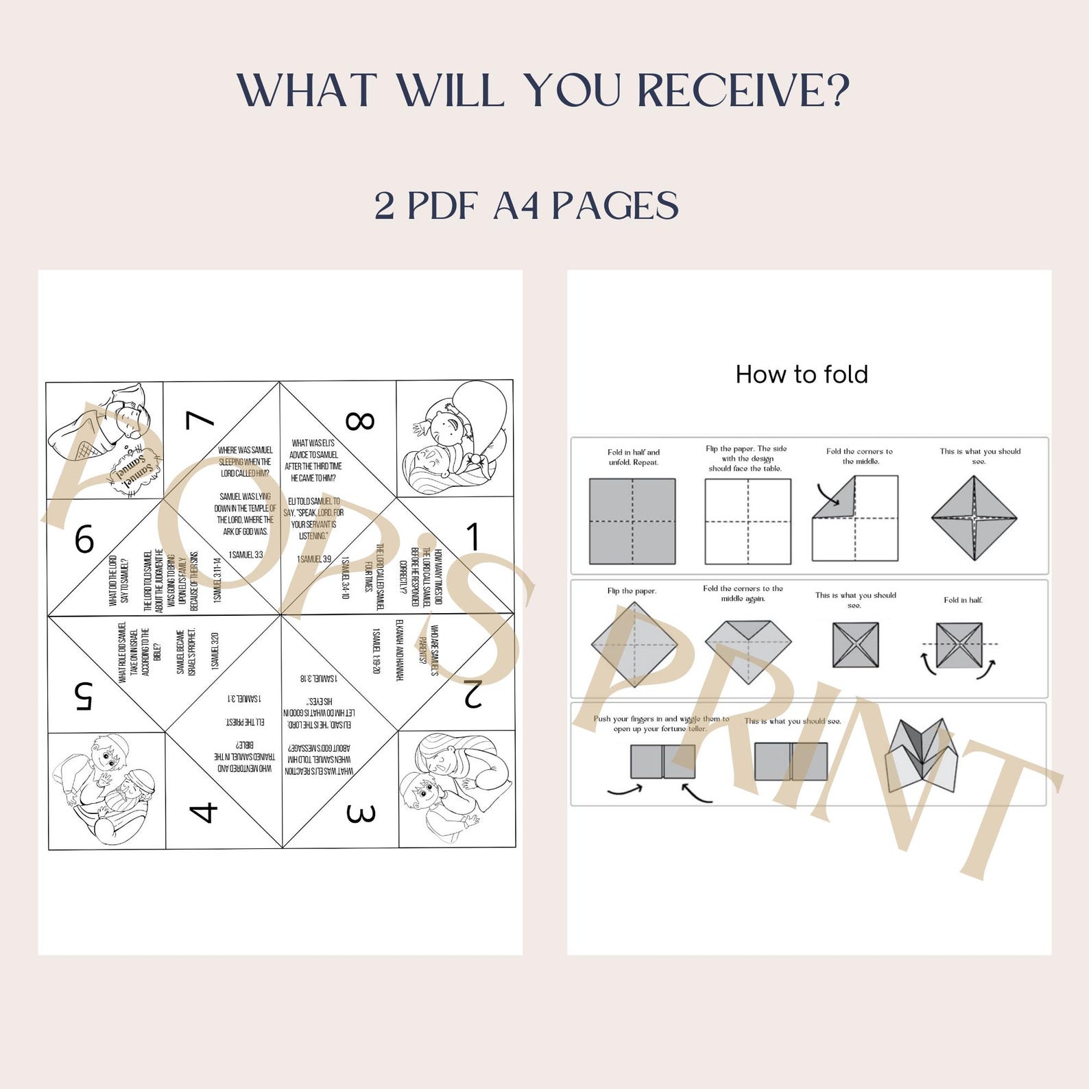 God Calls Samuel Coloring Cootie Catcher| Sunday School Craft ...