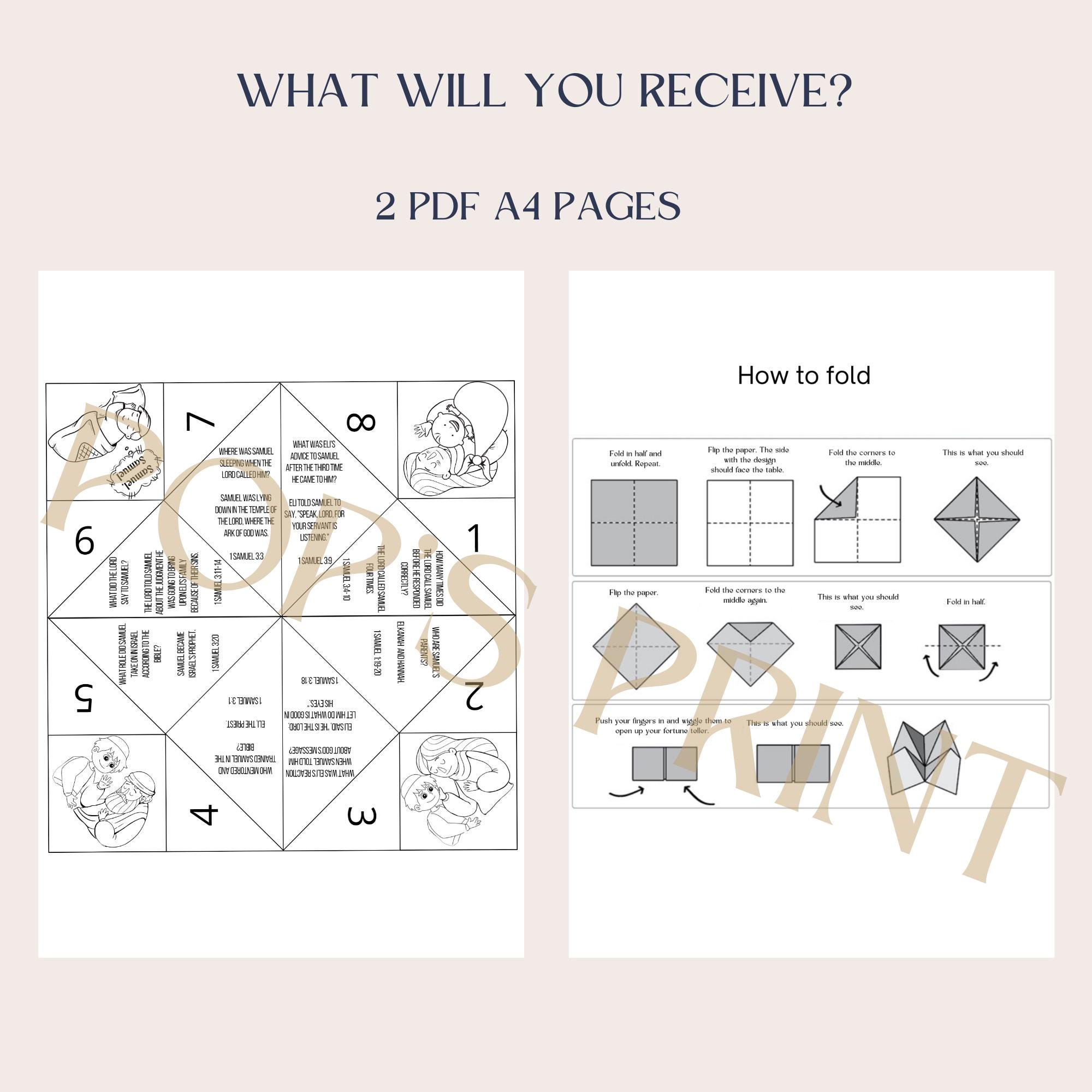 God Calls Samuel Coloring Cootie Catcher| Sunday School Craft ...