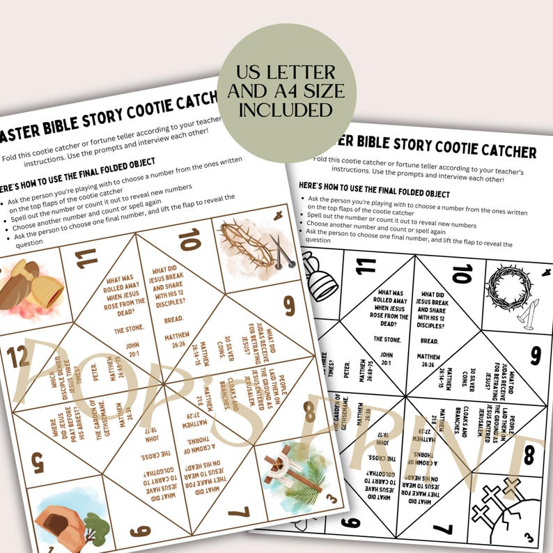 Easter Story for Kids| Cootie Catcher| Printable Sunday School Bible ...