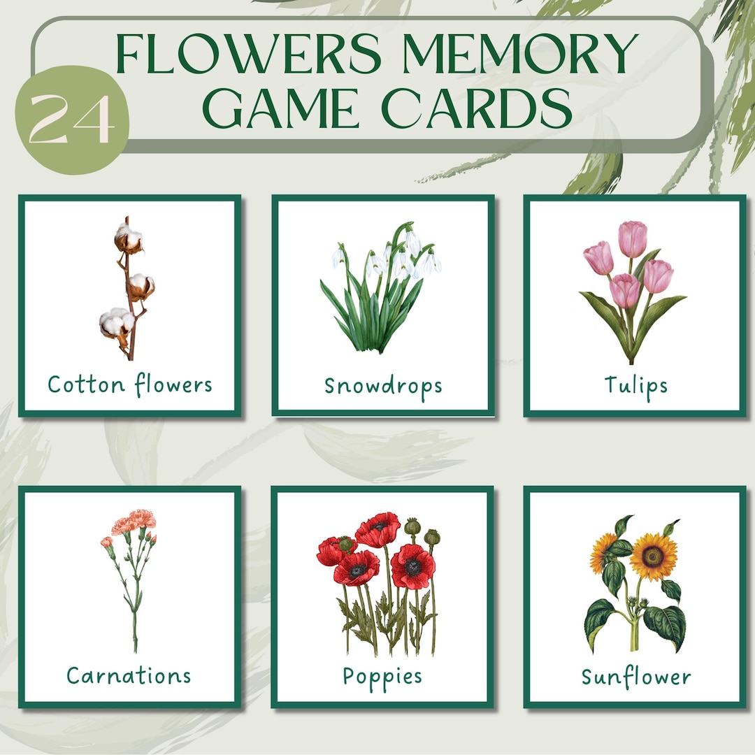 Flowers Memory Game Flashcards, Homeschool Kindergarten Learning ...
