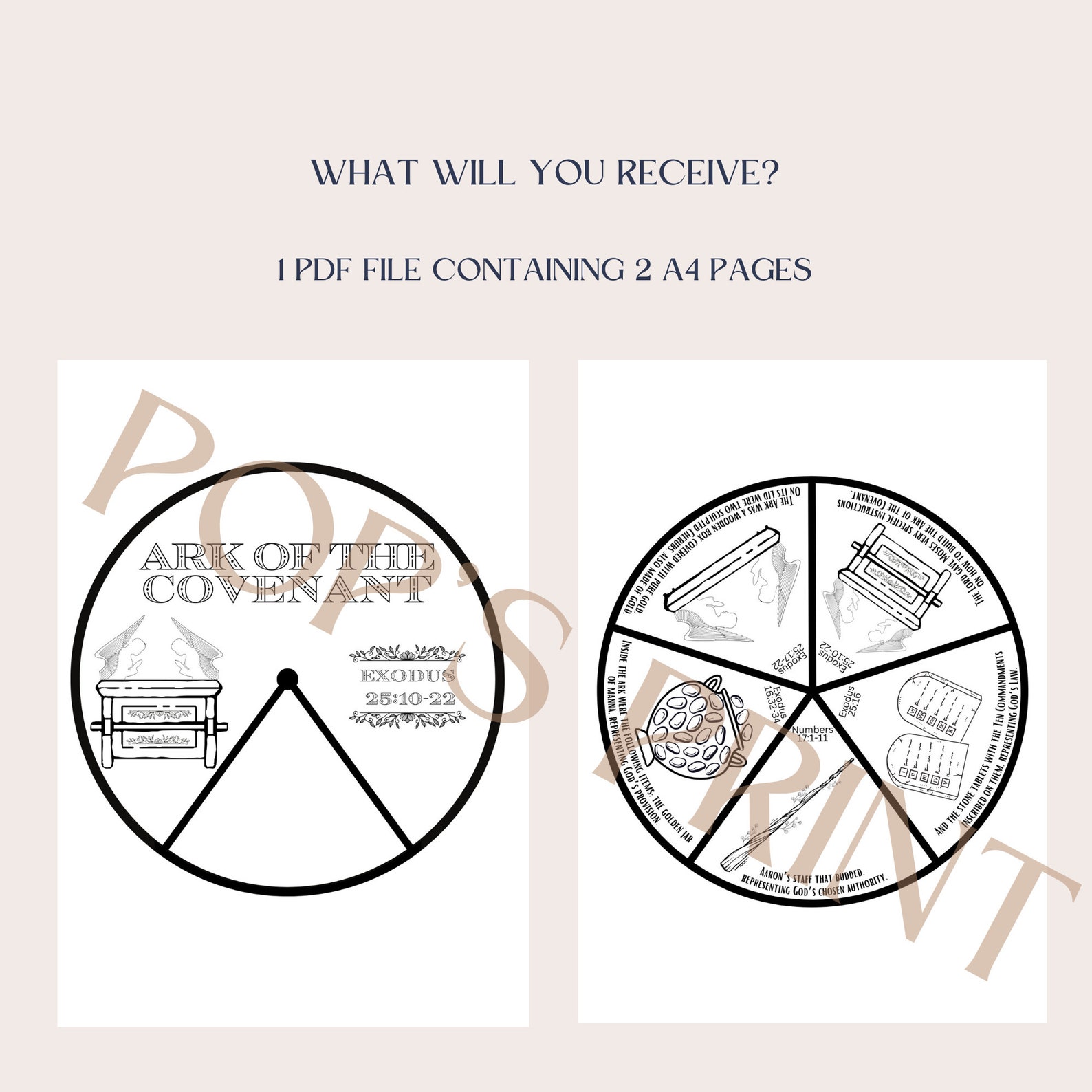 Sunday School Craft - Printable Ark of the Covenant Coloring Spinner ...