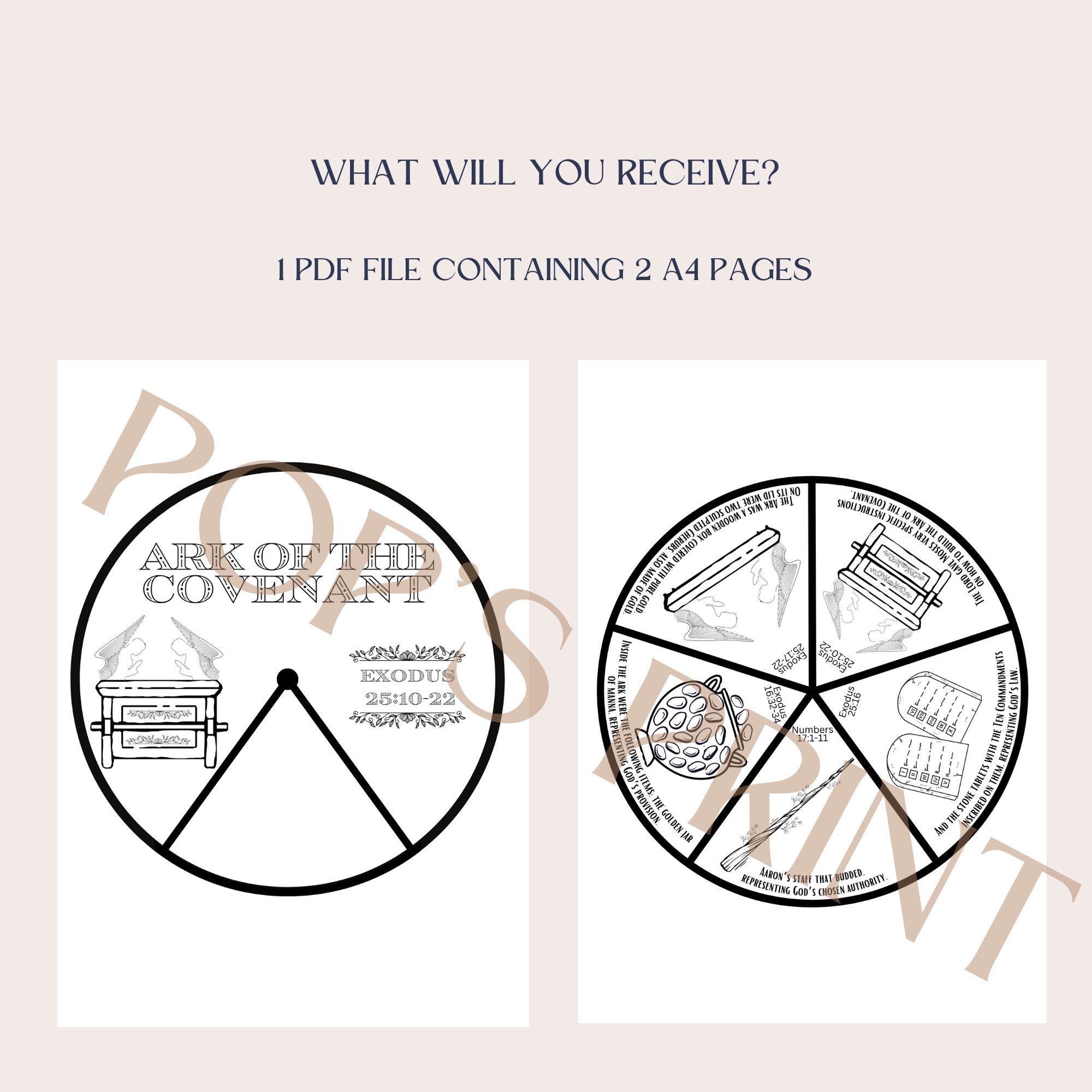 Sunday School Craft - Printable Ark of the Covenant Coloring Spinner ...
