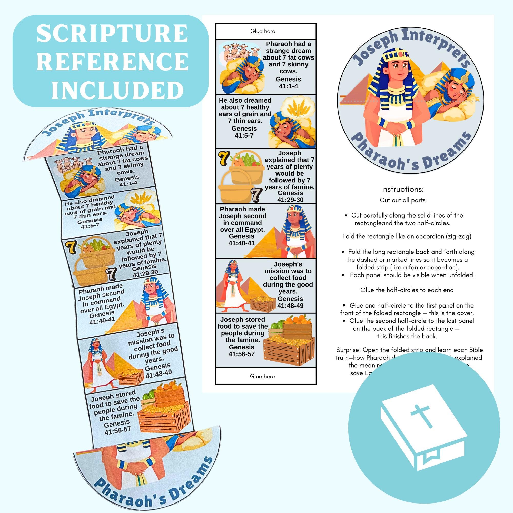 Printable Joseph Interprets Pharaoh’s Dreams Folding Surprise Booklet ...