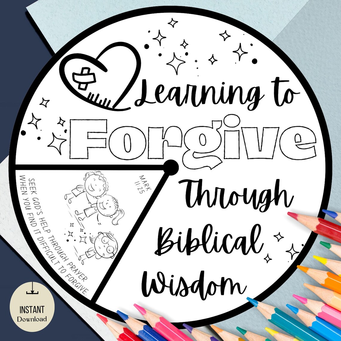 Printable Forgiveness Coloring Wheel, Sunday School Craft, Forgiveness ...