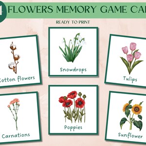 Flowers Memory Game Flashcardshomeschool Memory - Etsy