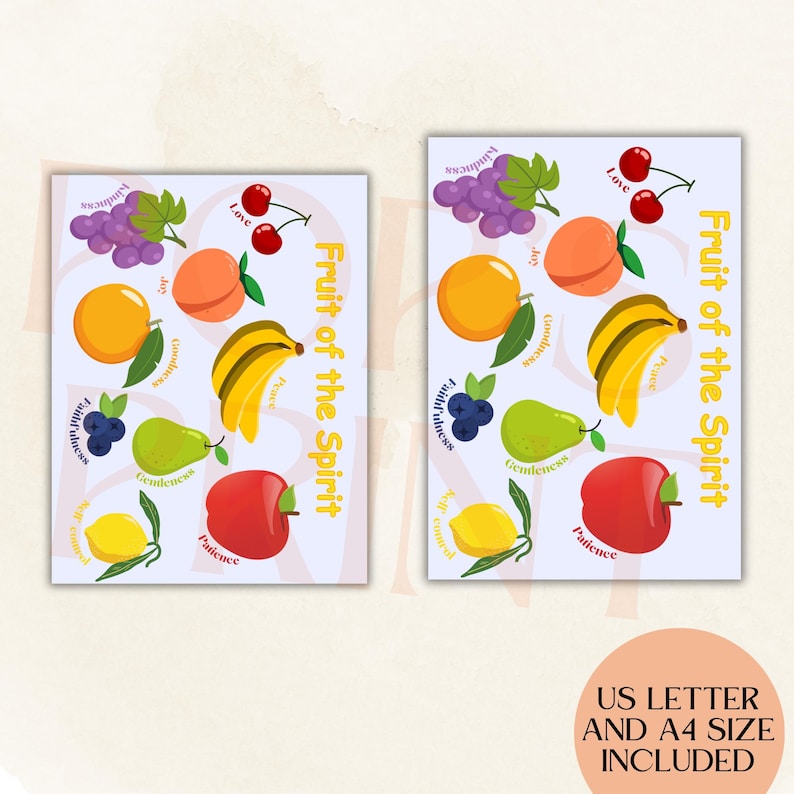 Fruit of the Spirit Playdough Mat, Printable Sunday School Craft ...