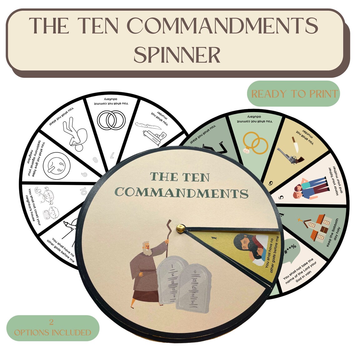 The Ten Commandments Spinner Wheel the Ten Commandments Craft Sunday ...