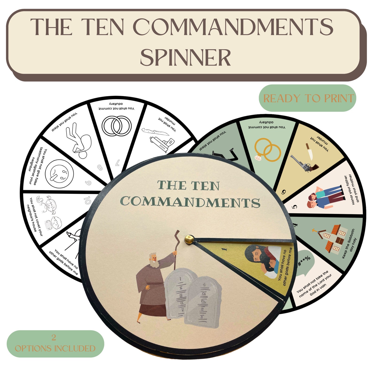 The Ten Commandments Spinner Wheel the Ten Commandments Craft Sunday ...