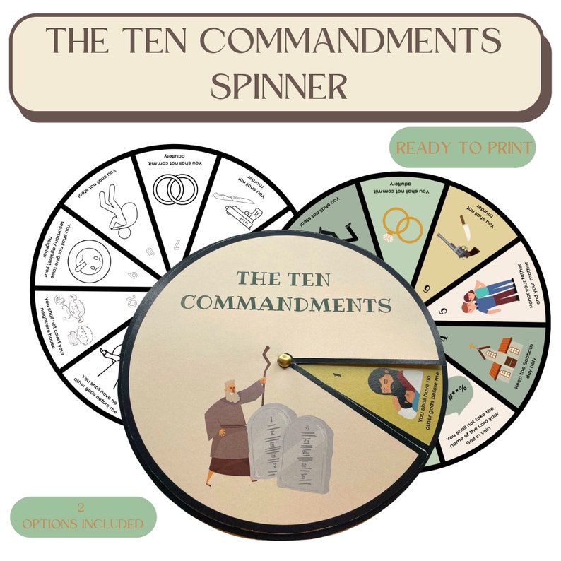The Ten Commandments Spinner Wheel the Ten Commandments Craft Sunday ...