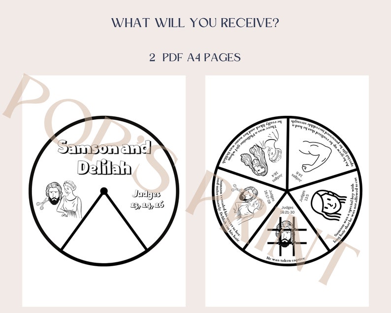 Printable Samson and Delilah Coloring Spinner Wheel | Samson Craft ...