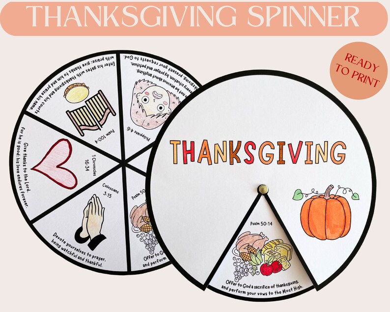 Thanksgiving Bible Verses Coloring Spinner Wheel Thanksgiving - Etsy