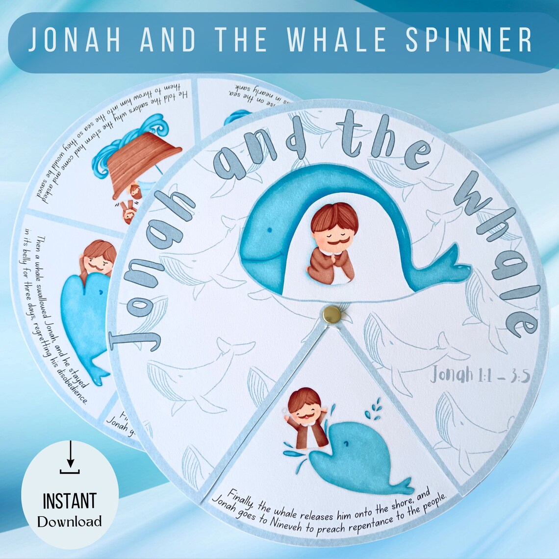 Jonah and the Whale Spinner Wheel| Bible Story Wheel| Printable Bible ...