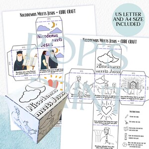 Printable Nicodemus Meets Jesus Sunday School Coloring Cube Craft ...