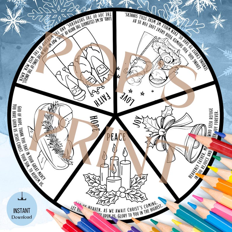 Advent Prayers Coloring Wheel, Nativity Bible Craft (digital Download ...
