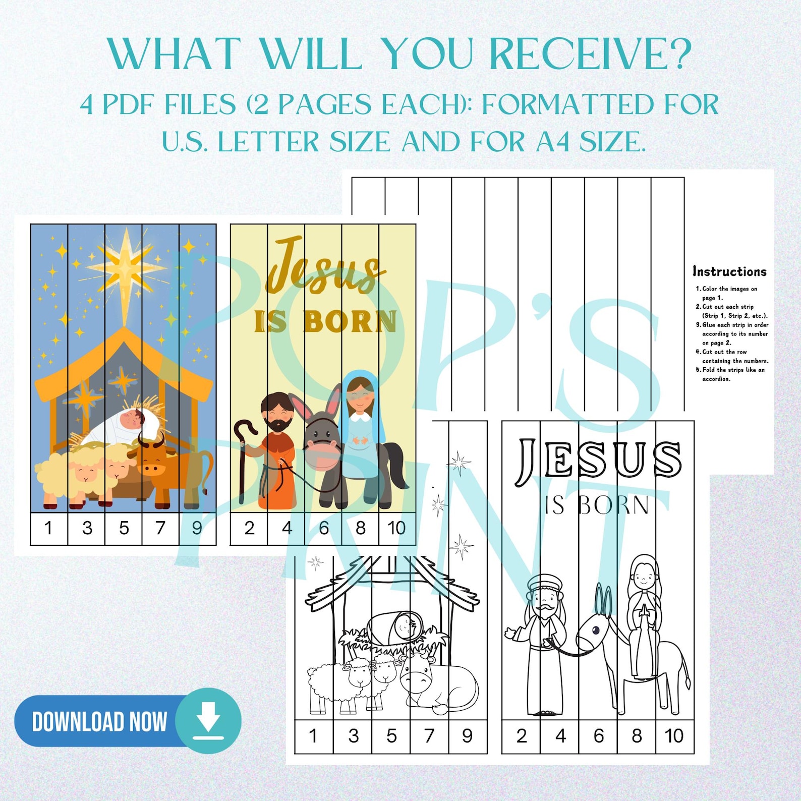 Printable Jesus is Born Agamograph, Sunday School Craft, Nativity Kids ...