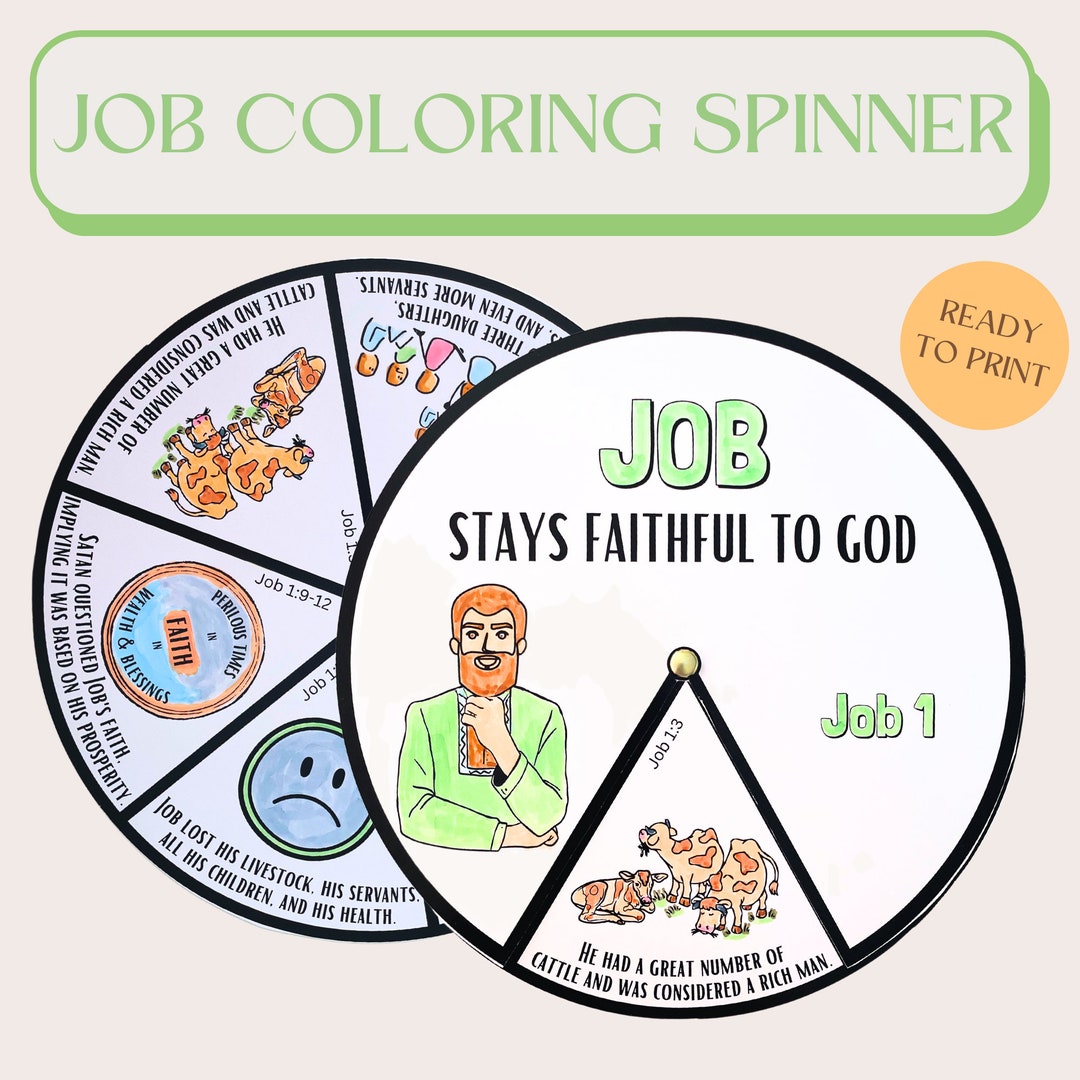Printable Job Coloring Spinner Wheel | Job Craft | Sunday School Activity | Kids Ministry Craft ...