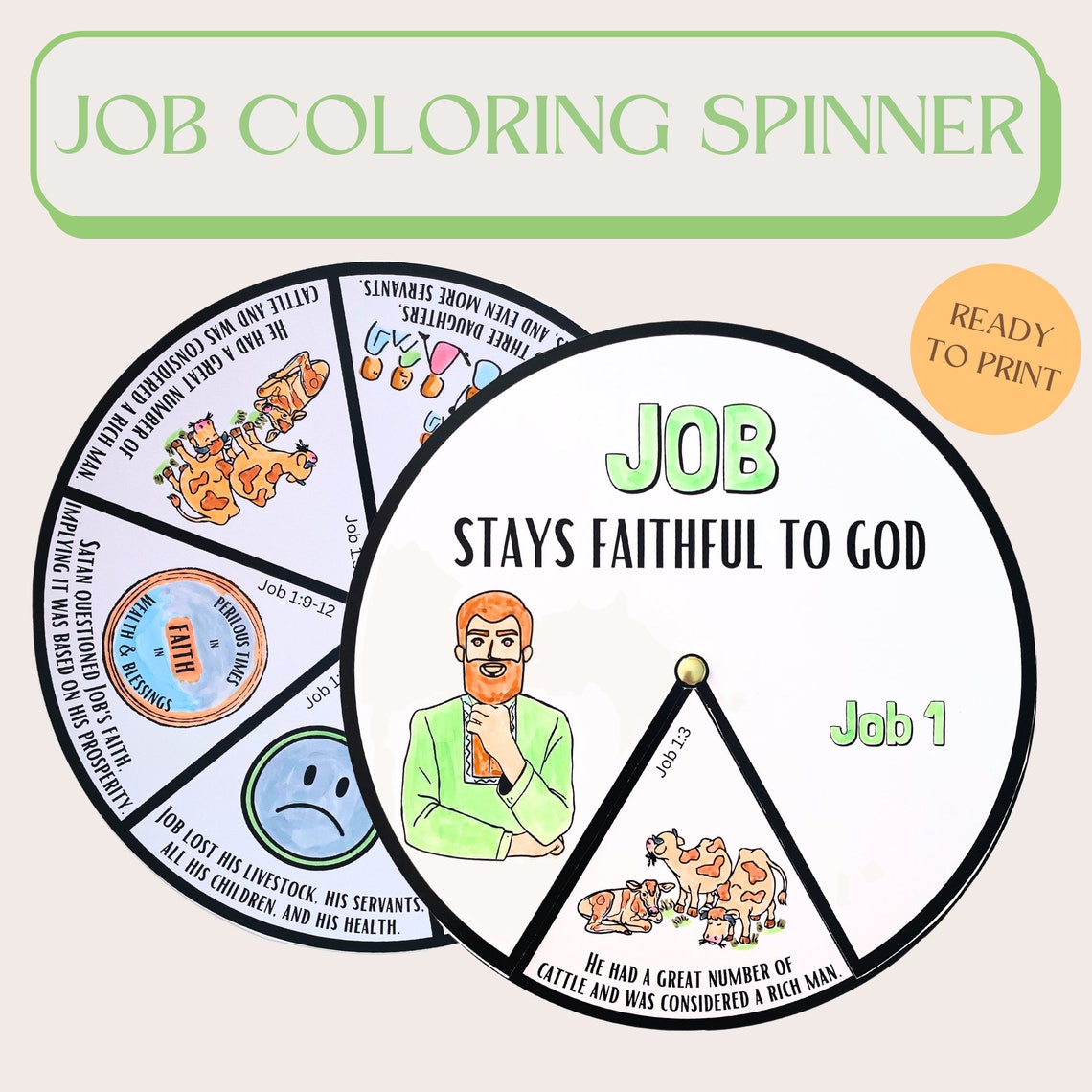 Printable Job Coloring Spinner Wheel | Job Craft | Sunday School ...