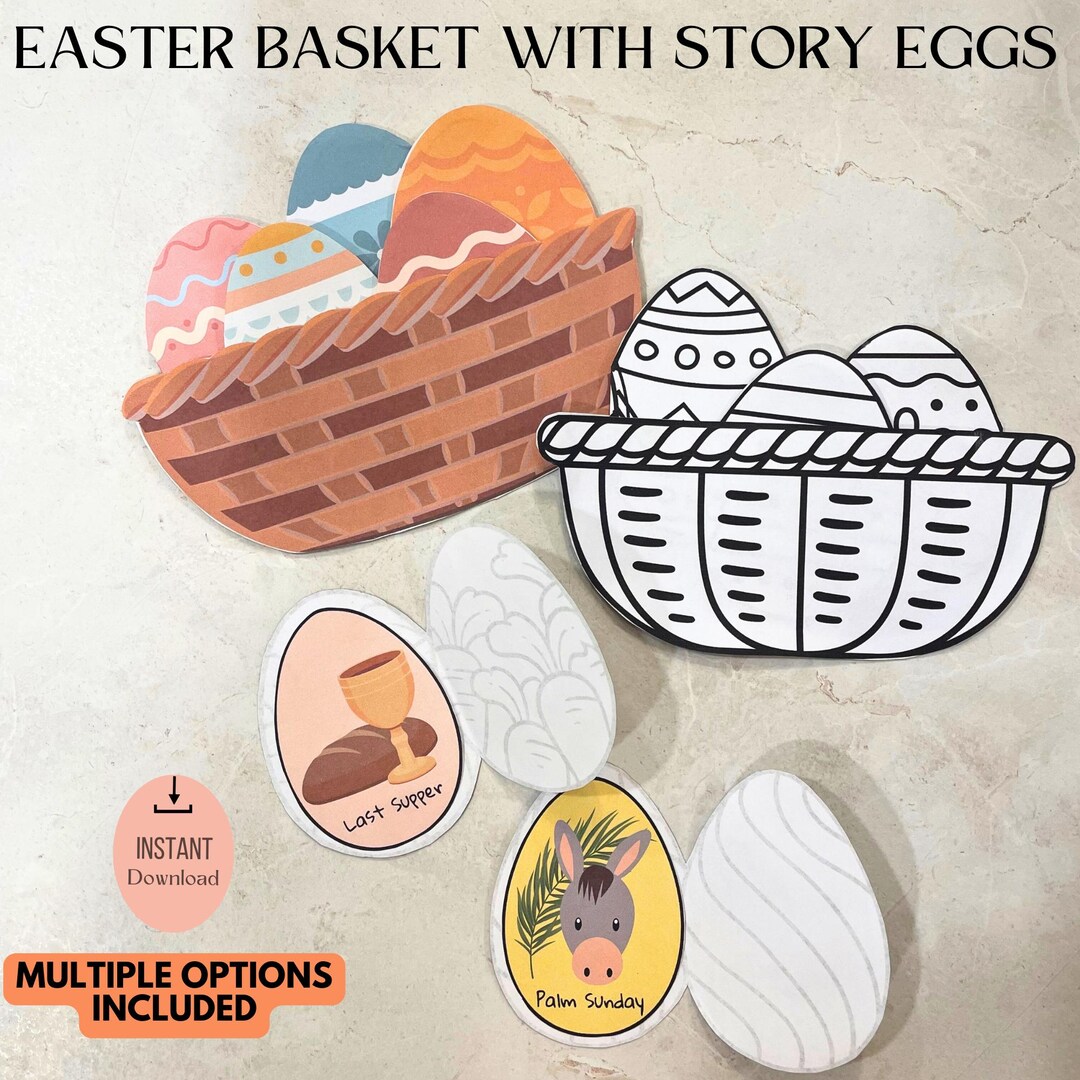 Easter Story Paper Basket With Eggs| Printable Sunday School Craft ...