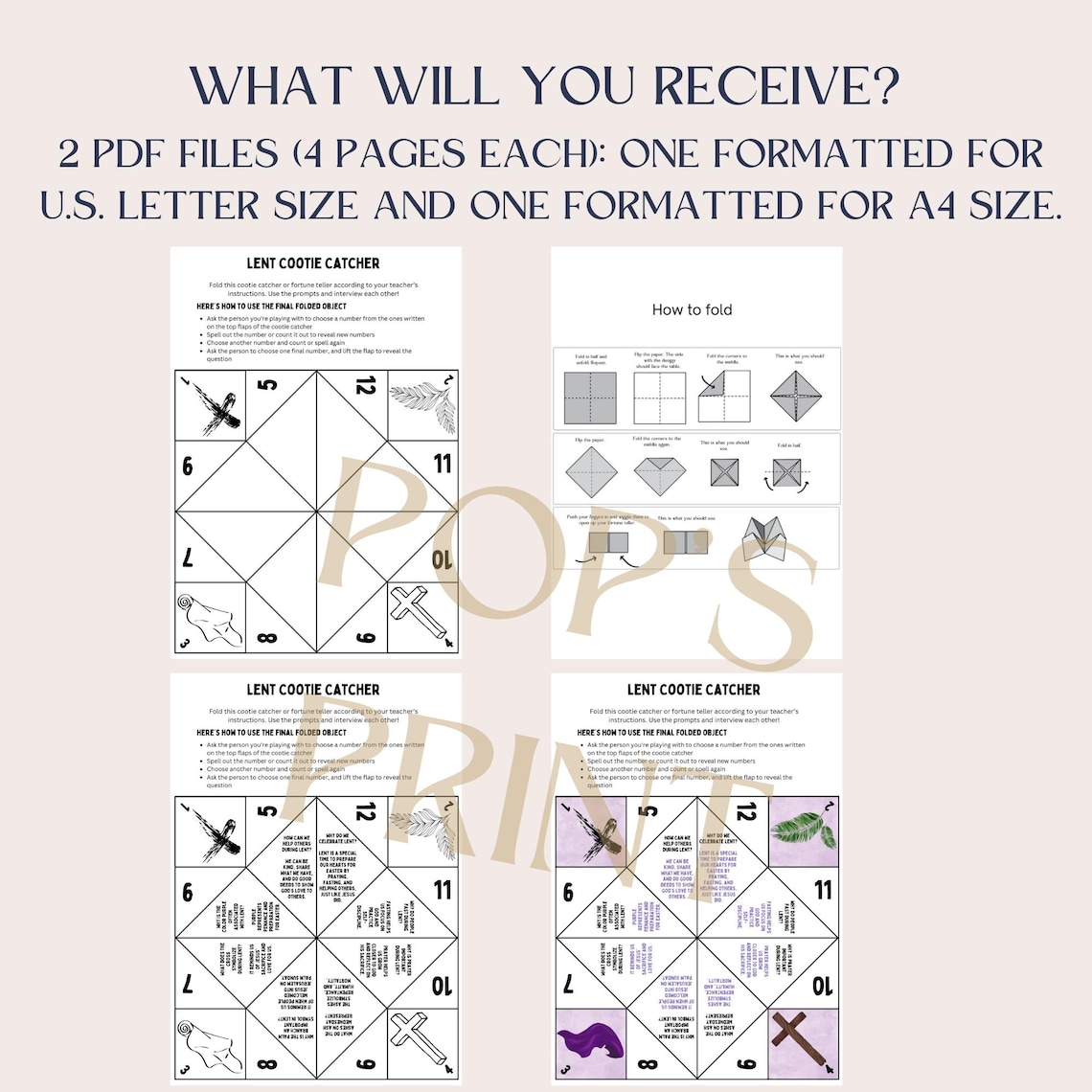 Lent Cootie Catcher| Printable Sunday School Bible Activity| Quiz Game ...