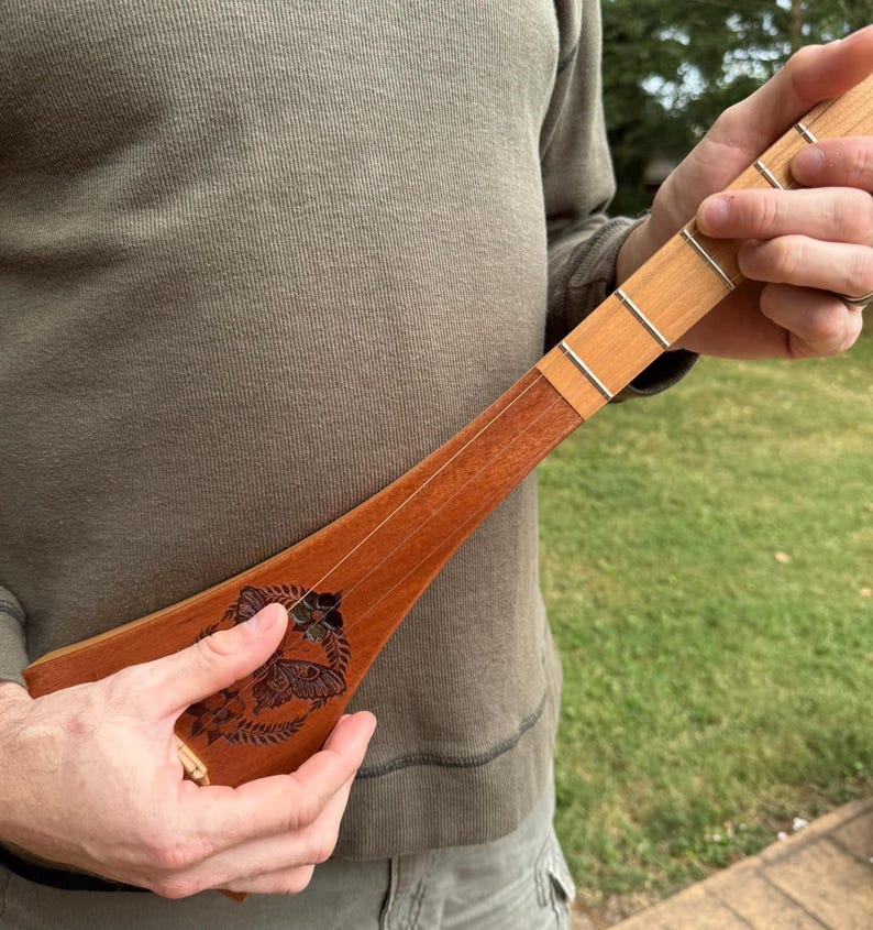 Custom Pixie Lute - Mahogany Top Handmade 3-string Dulcimer Chord Stick ...